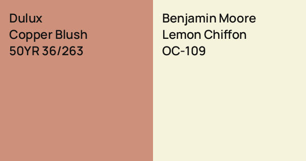 Dulux Copper Blush vs. Benjamin Moore Lemon Chiffon comparison
