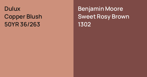 Dulux Copper Blush vs. Benjamin Moore Sweet Rosy Brown comparison