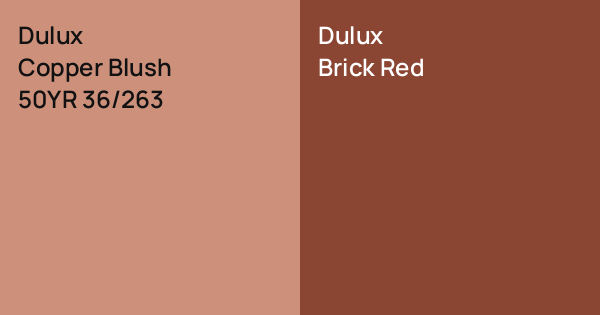 Dulux Copper Blush vs. Dulux Brick Red comparison