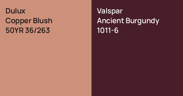 Dulux Copper Blush vs. Valspar Ancient Burgundy comparison