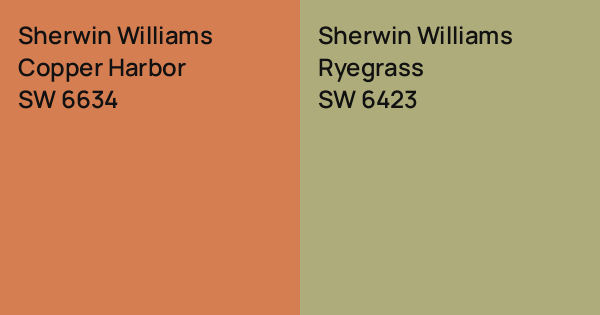 Sherwin Williams Copper Harbor vs. Sherwin Williams Ryegrass comparison