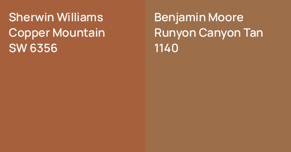 Sherwin Williams Copper Mountain vs. Benjamin Moore Runyon Canyon Tan ...