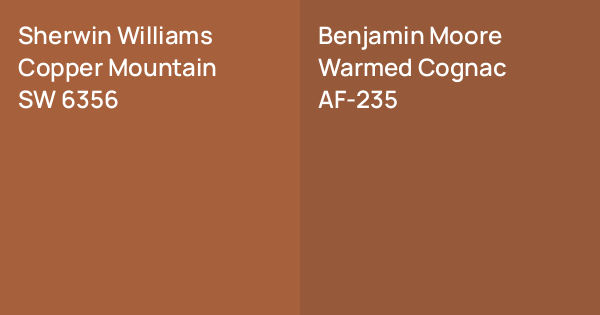 Sherwin Williams Copper Mountain vs. Benjamin Moore Warmed Cognac ...