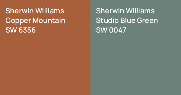 Sherwin Williams Copper Mountain vs. Sherwin Williams Studio Blue Green ...