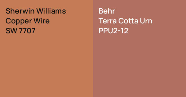 Sherwin Williams Copper Wire vs. Behr Terra Cotta Urn comparison