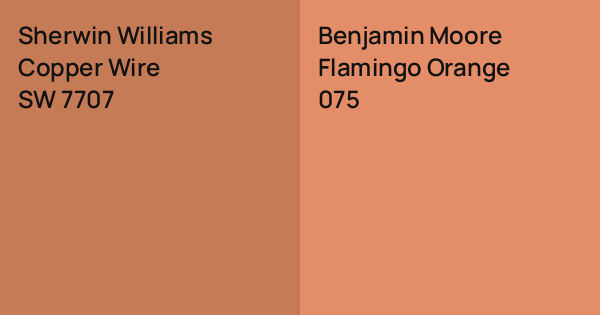 Sherwin Williams Copper Wire vs. Benjamin Moore Flamingo Orange comparison