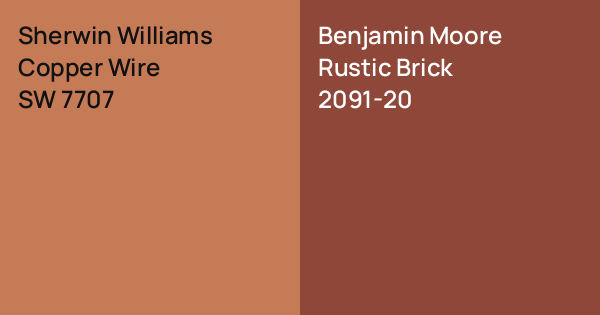 Sherwin Williams Copper Wire vs. Benjamin Moore Rustic Brick comparison