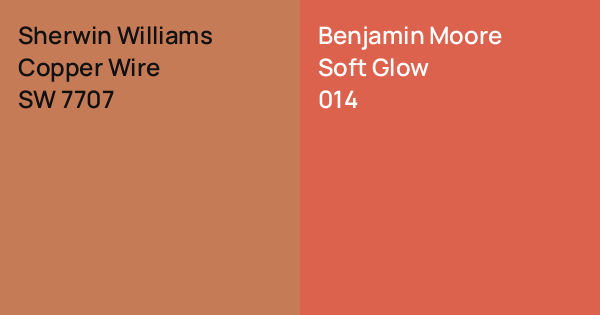 Sherwin Williams Copper Wire vs. Benjamin Moore Soft Glow comparison