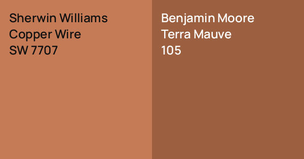 Sherwin Williams Copper Wire vs. Benjamin Moore Terra Mauve comparison