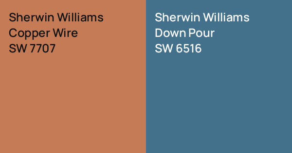 Sherwin Williams Copper Wire vs. Sherwin Williams Down Pour comparison