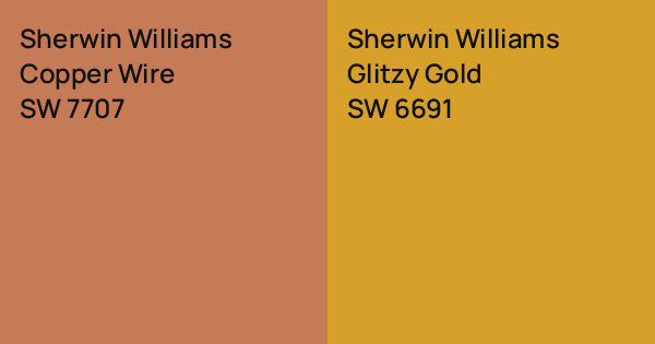 Sherwin Williams Copper Wire vs. Sherwin Williams Glitzy Gold comparison