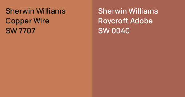 Sherwin Williams Copper Wire vs. Sherwin Williams Roycroft Adobe comparison