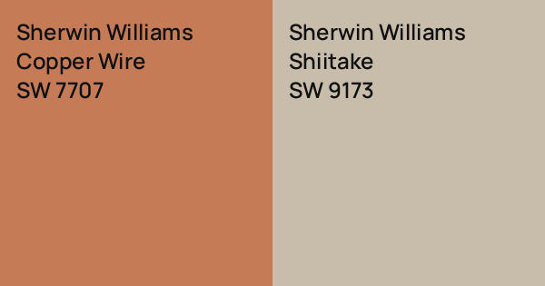 Sherwin Williams Copper Wire vs. Sherwin Williams Shiitake comparison