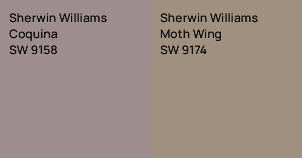 Sherwin Williams Coquina vs. Sherwin Williams Moth Wing comparison