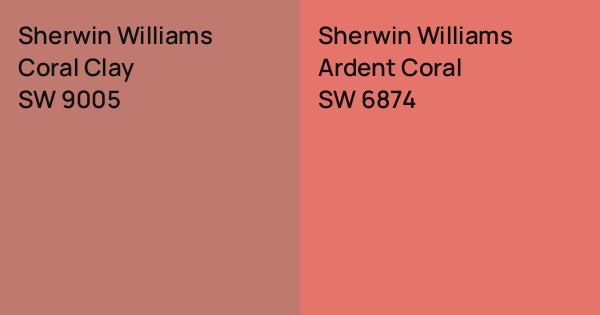 Sherwin Williams Coral Clay vs. Sherwin Williams Ardent Coral comparison