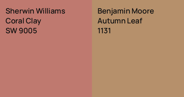 Sherwin Williams Coral Clay vs. Benjamin Moore Autumn Leaf comparison
