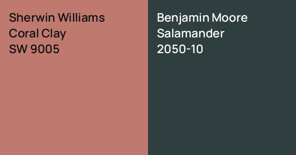 Sherwin Williams Coral Clay vs. Benjamin Moore Salamander comparison