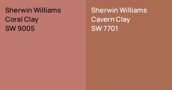 Sherwin Williams Coral Clay vs. Sherwin Williams Cavern Clay comparison