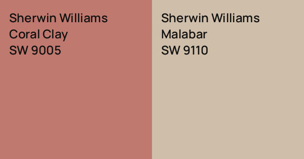 Sherwin Williams Coral Clay vs. Sherwin Williams Malabar comparison