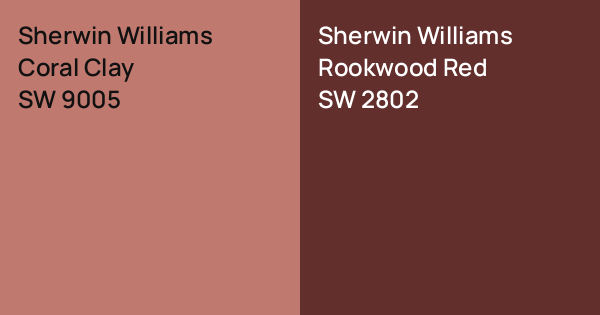 Sherwin Williams Coral Clay vs. Sherwin Williams Rookwood Red comparison