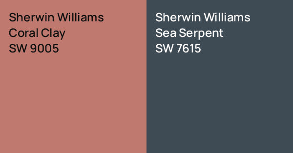 Sherwin Williams Coral Clay vs. Sherwin Williams Sea Serpent comparison