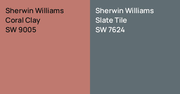 Sherwin Williams Coral Clay vs. Sherwin Williams Slate Tile comparison
