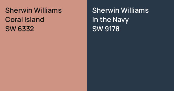 Sherwin Williams Coral Island vs. Sherwin Williams In the Navy comparison