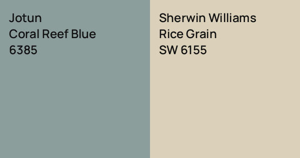 Jotun Coral Reef Blue vs. Sherwin Williams Rice Grain comparison