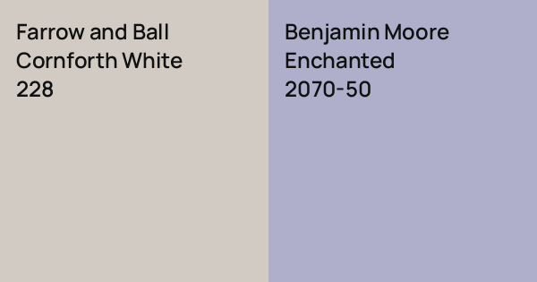 Farrow and Ball Cornforth White vs. Benjamin Moore Enchanted comparison