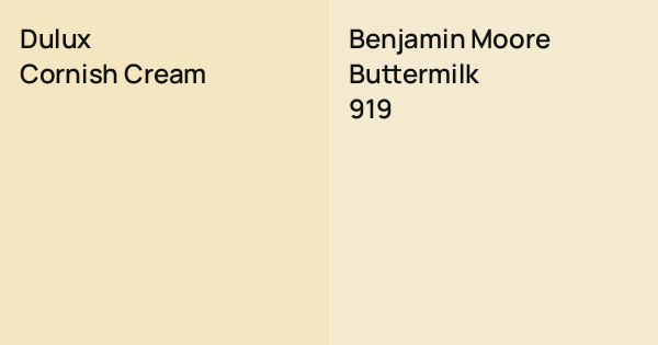 Dulux Cornish Cream vs. Benjamin Moore Buttermilk comparison