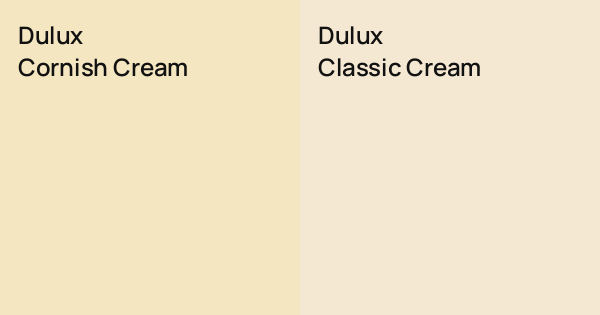 Dulux Cornish Cream vs. Dulux Classic Cream comparison