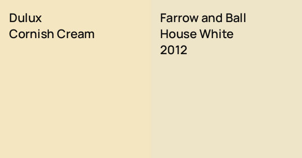 Dulux Cornish Cream vs. Farrow and Ball House White comparison
