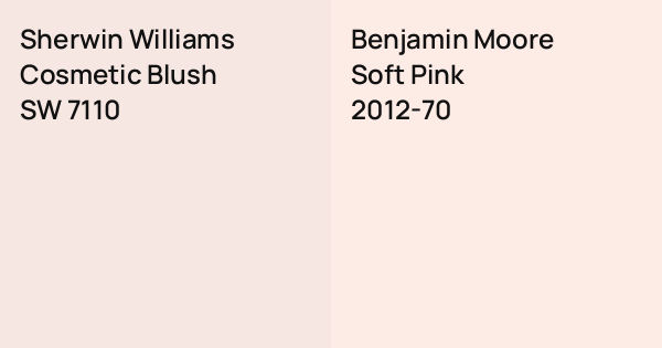 Sherwin Williams Cosmetic Blush vs. Benjamin Moore Soft Pink comparison