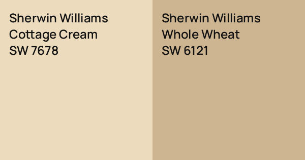 Sherwin Williams Cottage Cream vs. Sherwin Williams Whole Wheat comparison