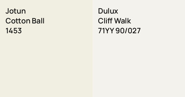 Jotun Cotton Ball vs. Dulux Cliff Walk comparison