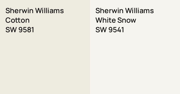 Sherwin Williams Cotton vs. Sherwin Williams White Snow comparison
