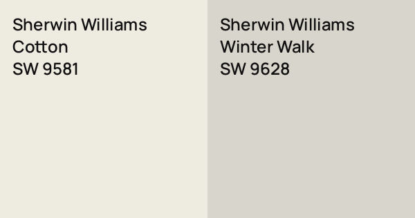 Sherwin Williams Cotton vs. Sherwin Williams Winter Walk comparison