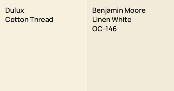 Dulux Cotton Thread vs. Benjamin Moore Linen White comparison