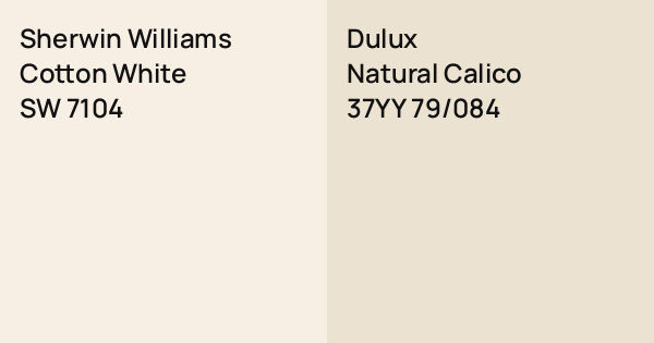 Sherwin Williams Cotton White vs. Dulux Natural Calico comparison