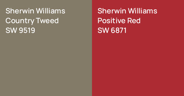 Sherwin Williams Country Tweed vs. Sherwin Williams Positive Red comparison