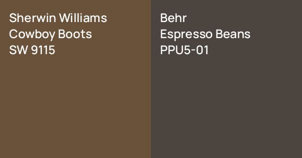 Sherwin Williams Cowboy Boots vs. Behr Espresso Beans comparison