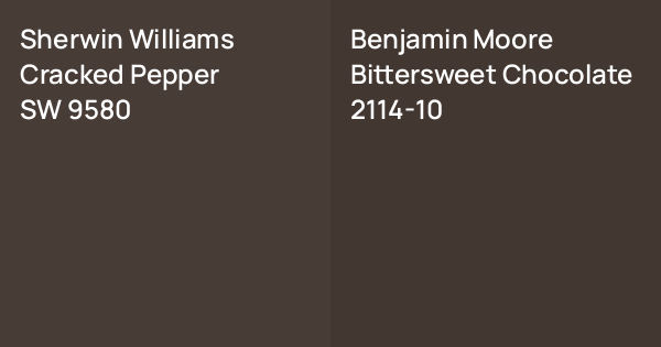 Sherwin Williams Cracked Pepper vs. Benjamin Moore Bittersweet ...