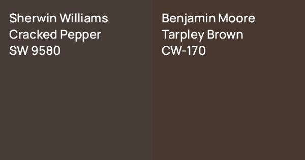 Sherwin Williams Cracked Pepper vs. Benjamin Moore Tarpley Brown comparison