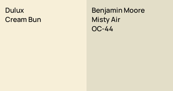 Dulux Cream Bun vs. Benjamin Moore Misty Air comparison