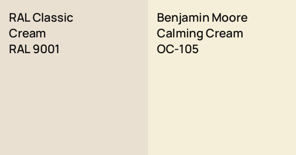 RAL Classic Cream vs. Benjamin Moore Calming Cream comparison