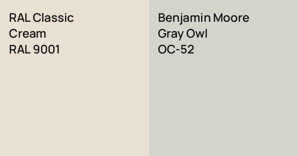 RAL Classic Cream vs. Benjamin Moore Gray Owl comparison
