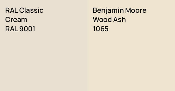 RAL Classic Cream vs. Benjamin Moore Wood Ash comparison