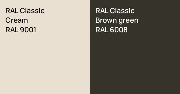 RAL Classic Cream vs. RAL Classic Brown green comparison