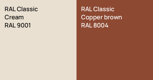 RAL Classic Cream vs. RAL Classic Copper brown comparison
