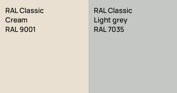 RAL Classic Cream vs. RAL Classic Light grey comparison